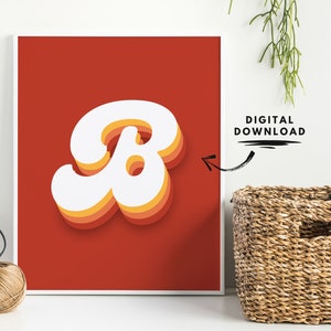 Letter B Wall Art, Boys Room Printable, Kids Room Letters, Initial ...