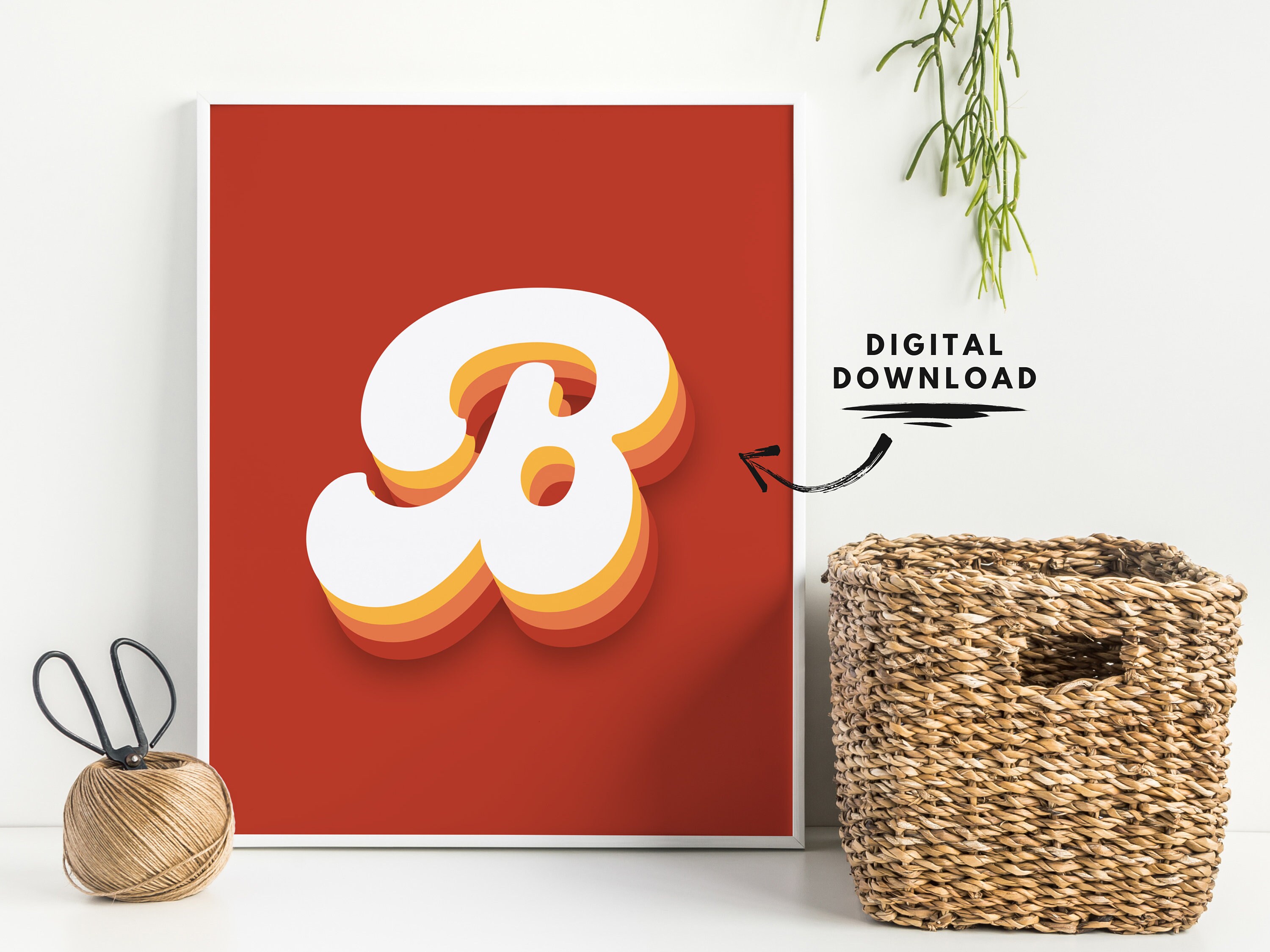 Letter B Wall Art, Boys Room Printable, Kids Room Letters, Initial ...