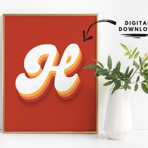Letter H Wall Art, Boys Room Printable, Kids Room Letters, Initial ...