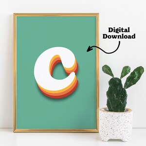 Letter C Wall Art Printable Kids Room Letters Initial Signs - Etsy