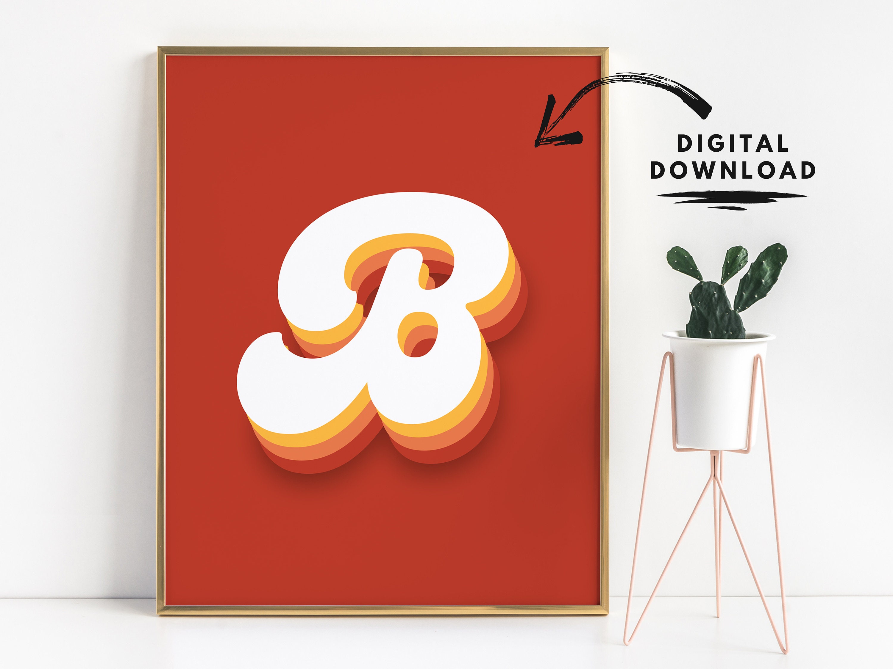 Letter B Wall Art, Boys Room Printable, Kids Room Letters, Initial ...