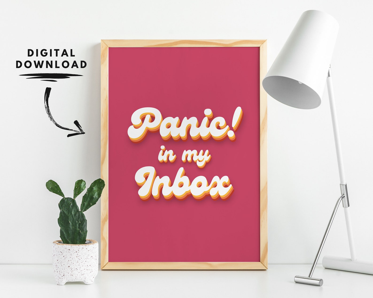 Panic in My Inbox Retro Office Poster Printable Wall Art - Etsy
