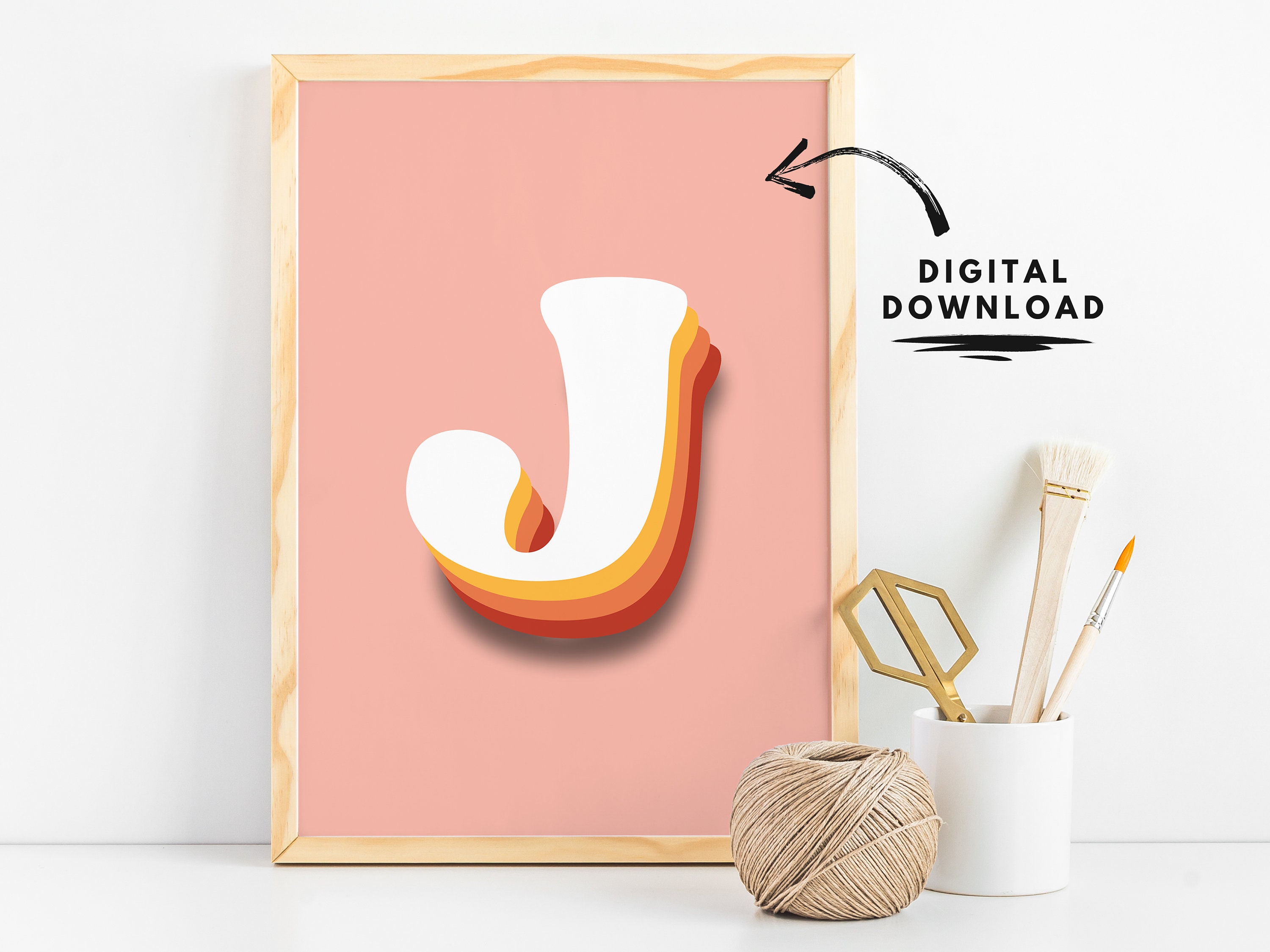 Letter J Wall Art Printable, Kids Room Letters, Initial Signs for ...