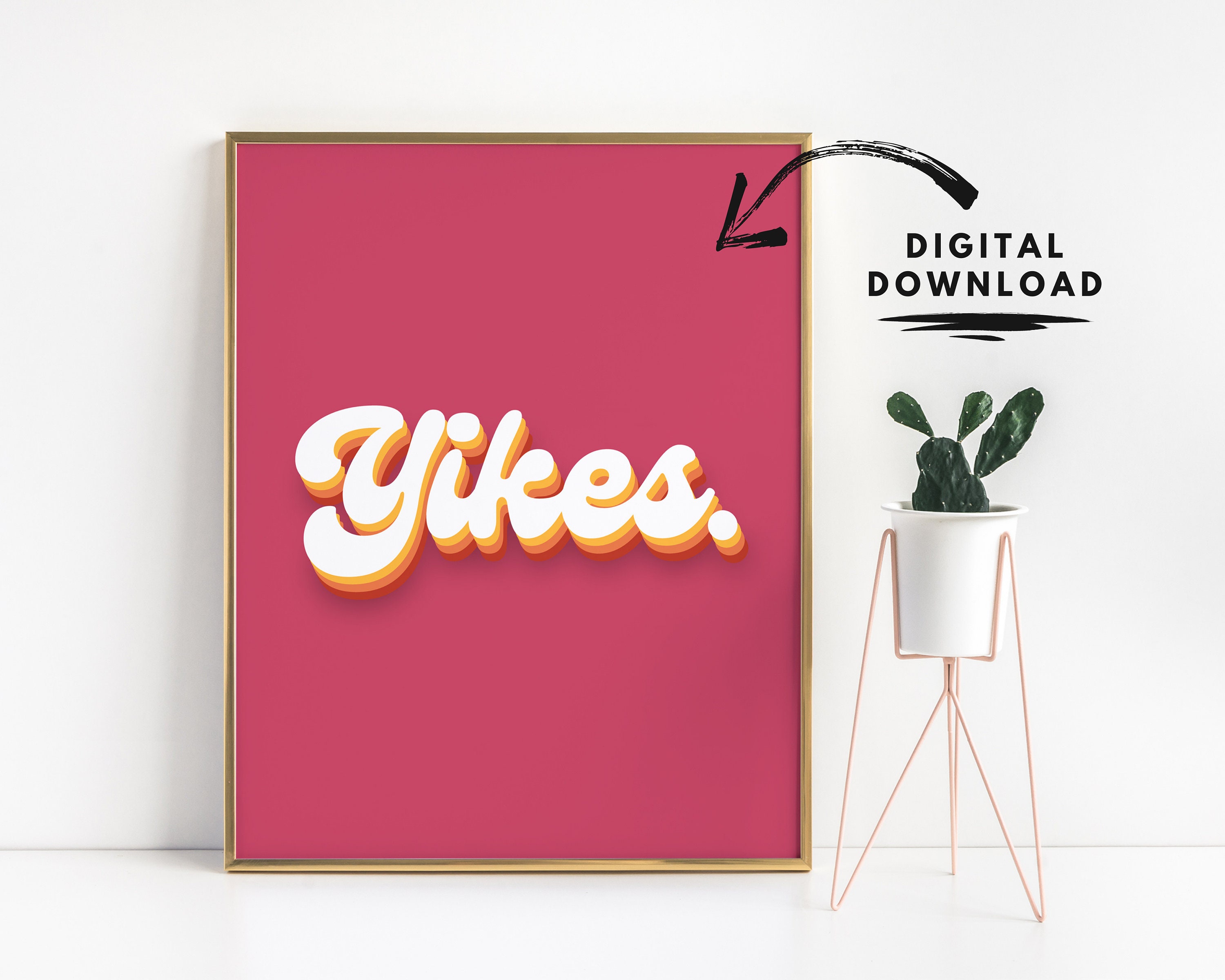 Retro Typography Poster Yikes Digital Download Print Retro - Etsy