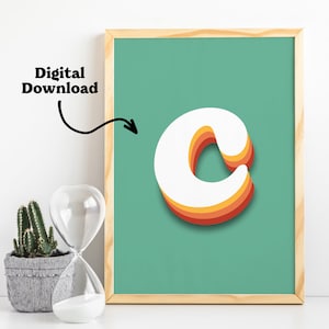 Letter C Wall Art Printable Kids Room Letters Initial Signs - Etsy