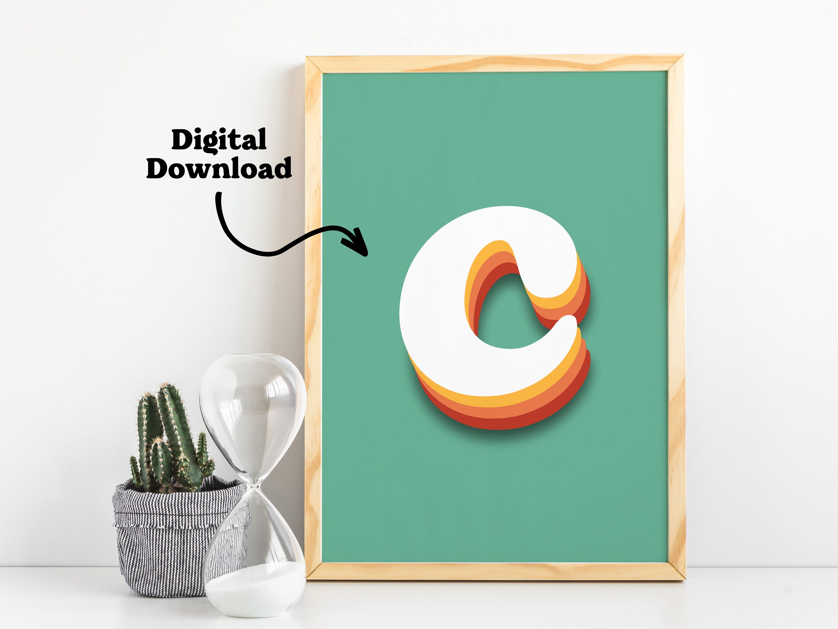 Letter C Wall Art Printable Kids Room Letters Initial Signs - Etsy