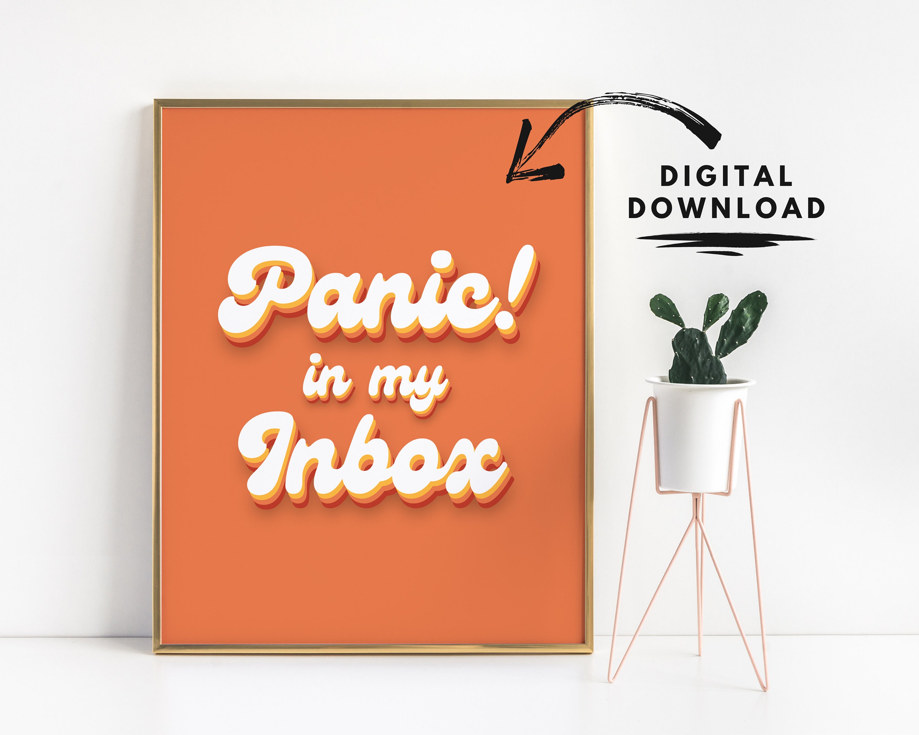 Panic in My Inbox, Retro Office Poster, Work Meme, Typography ...