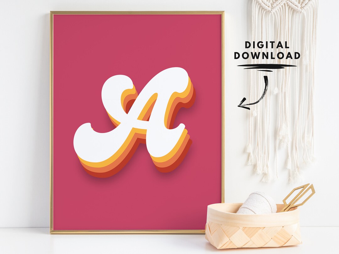 Letter A Wall Art Printable, Kids Room Letters, Initial Signs for ...