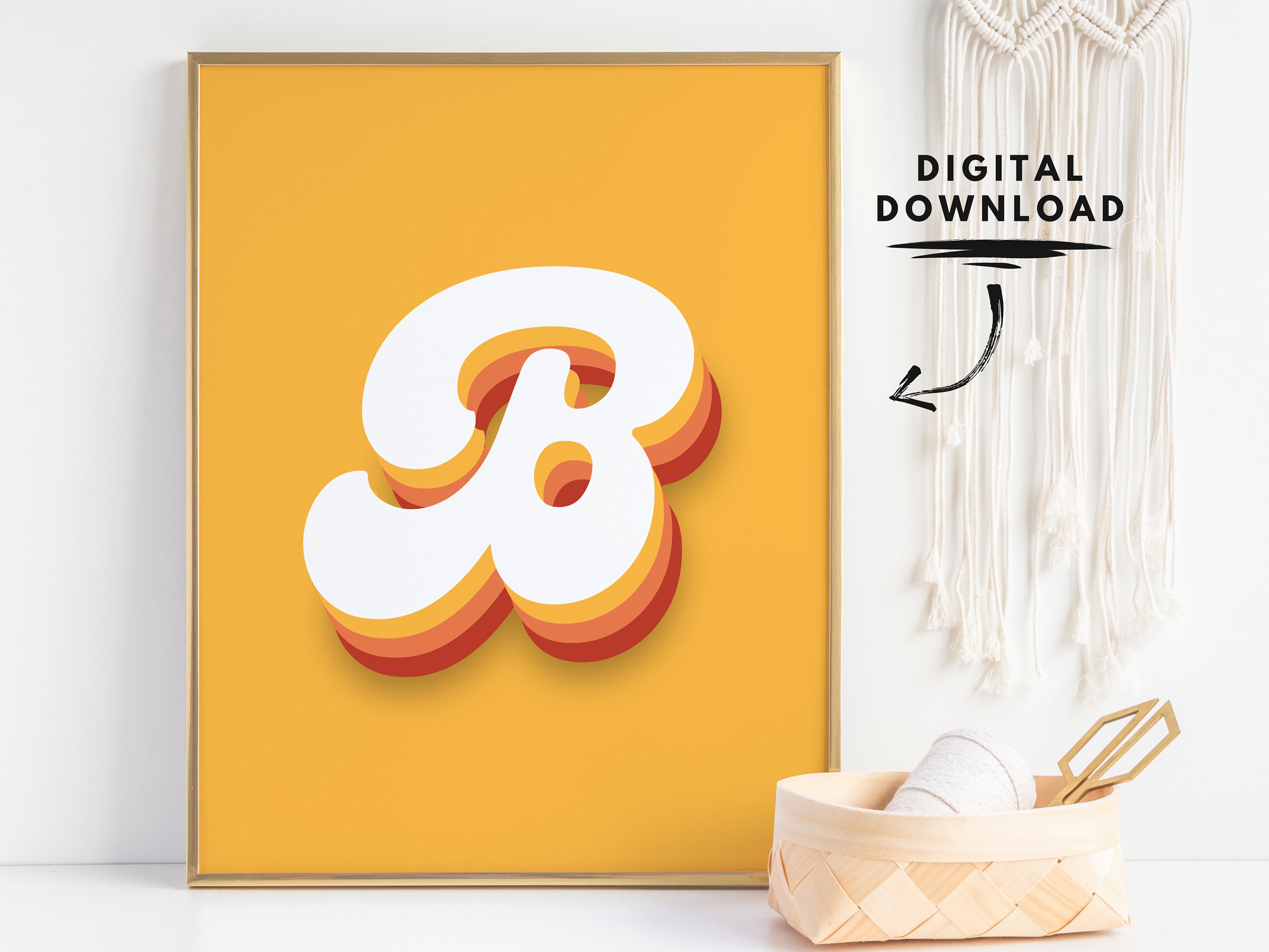 Retro Letter B Print: Kids Nursery Initial Sign (digital Download) - Etsy