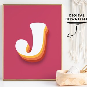Letter J Wall Art Printable, Kids Room Letters, Initial Signs for ...