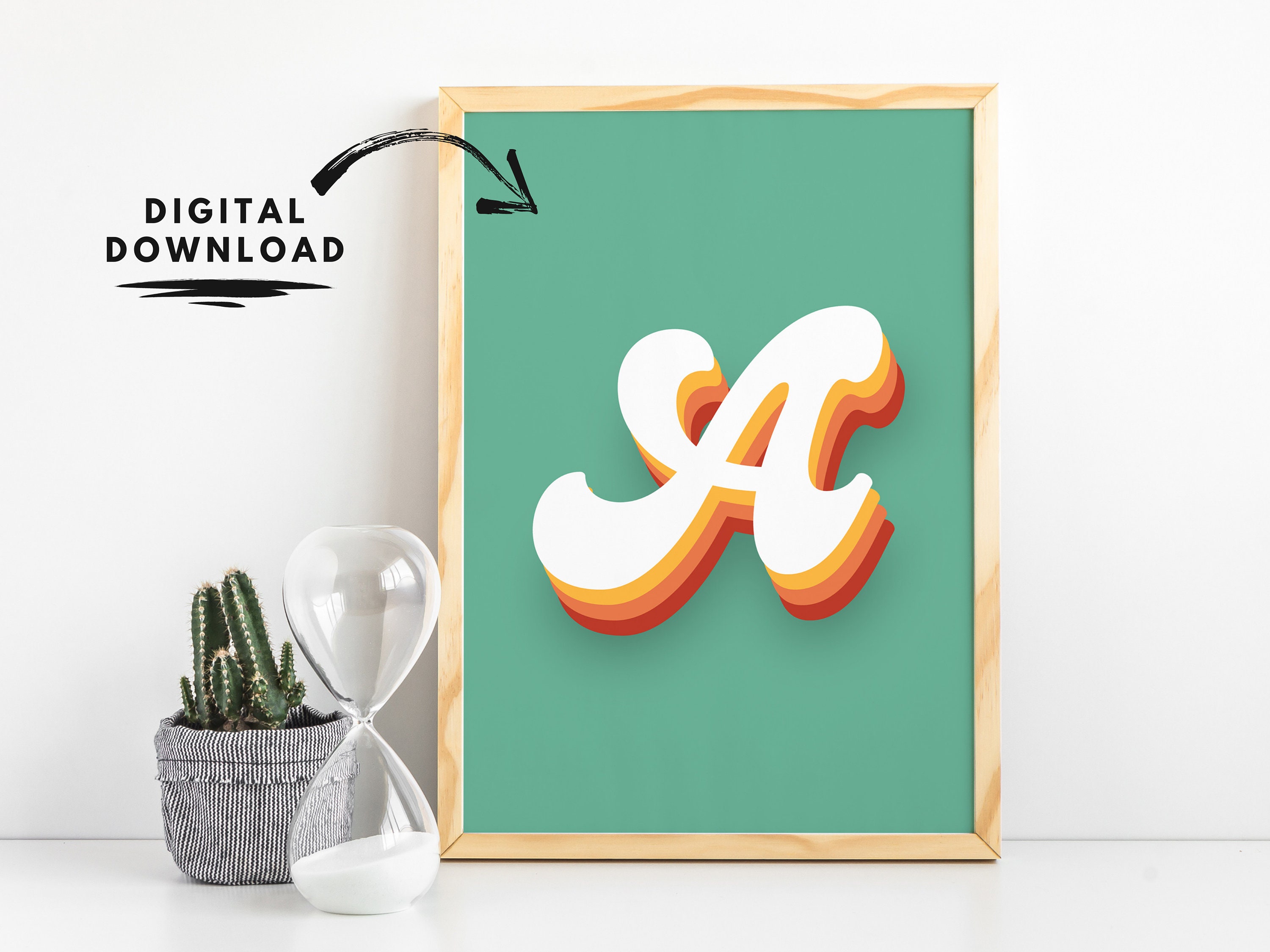 Letter A Wall Art Printable, Kids Room Letters, Initial Signs for ...