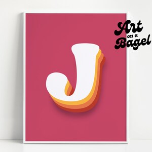 Letter J Wall Art Printable, Kids Room Letters, Initial Signs for ...