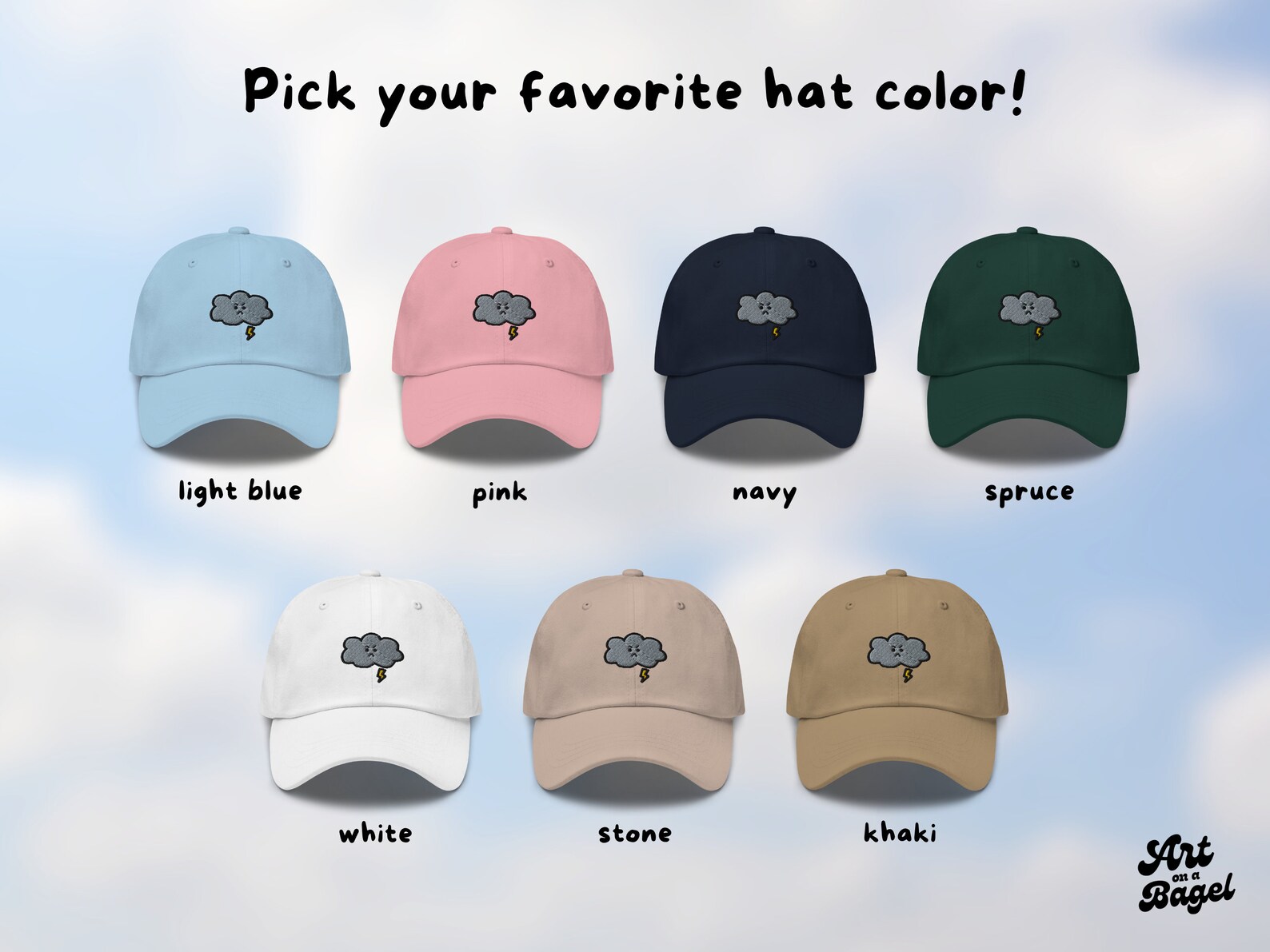 Grumpy Storm Cloud Embroidered Dad Hat, Kawaii Cloud, Nature Lover Gift ...