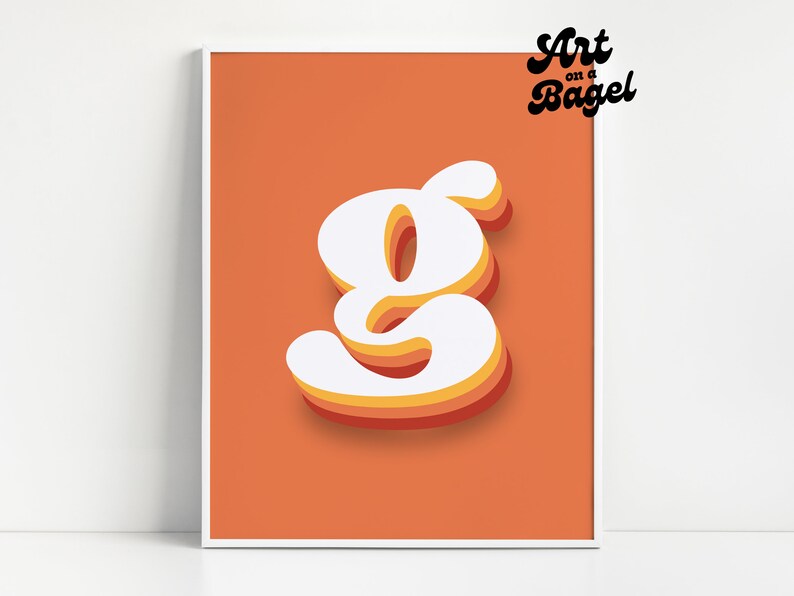 Letter G Wall Decor, Retro Alphabet Poster, Boy Room Printable, Kids ...