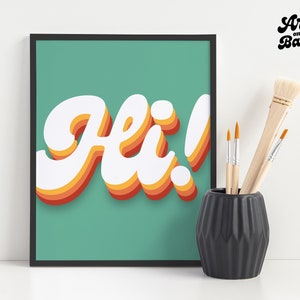 Hi Sign Poster, Printable Wall Art, Digital Download, Typography Print ...
