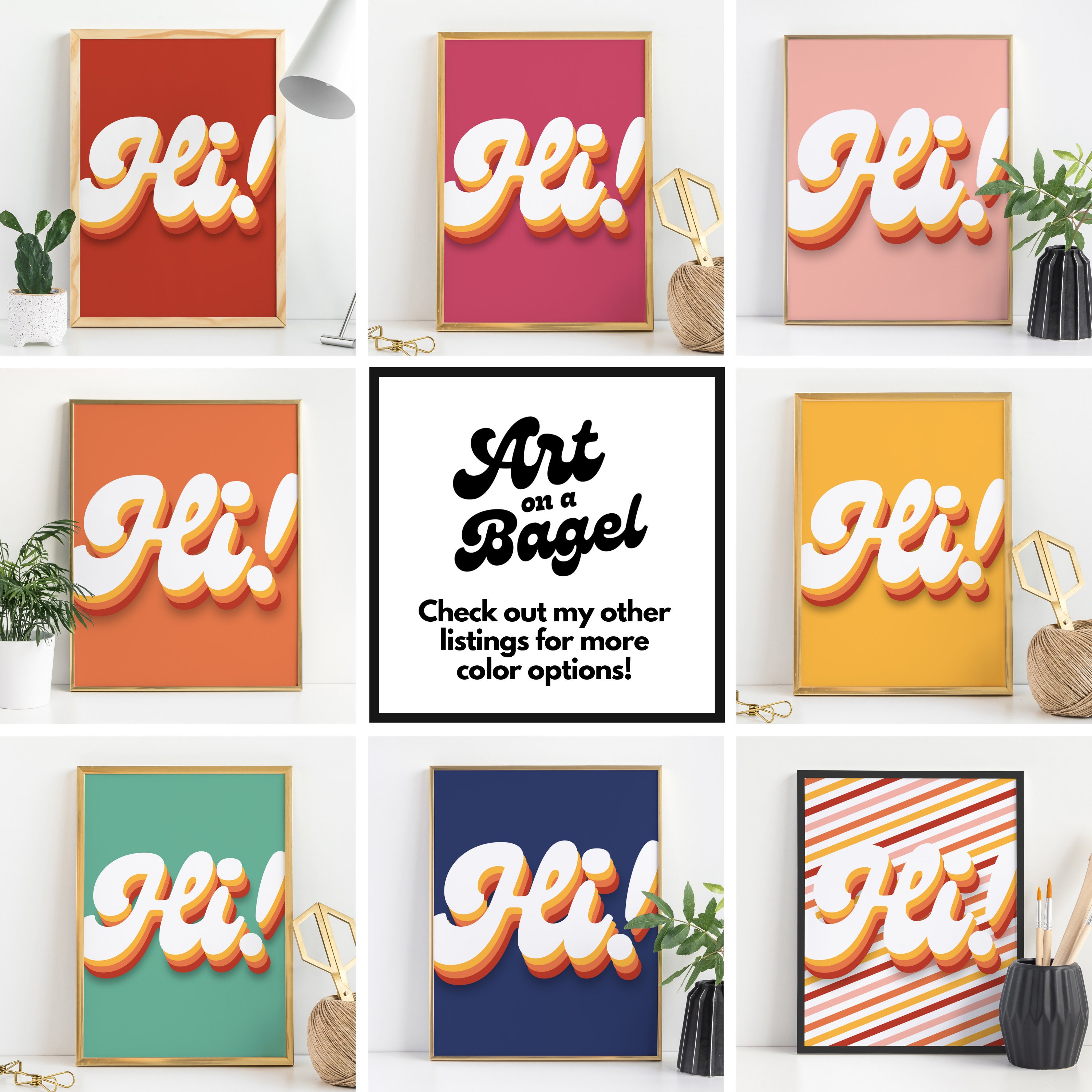 Hi Sign Poster, Printable Wall Art, Digital Download, Typography Print ...