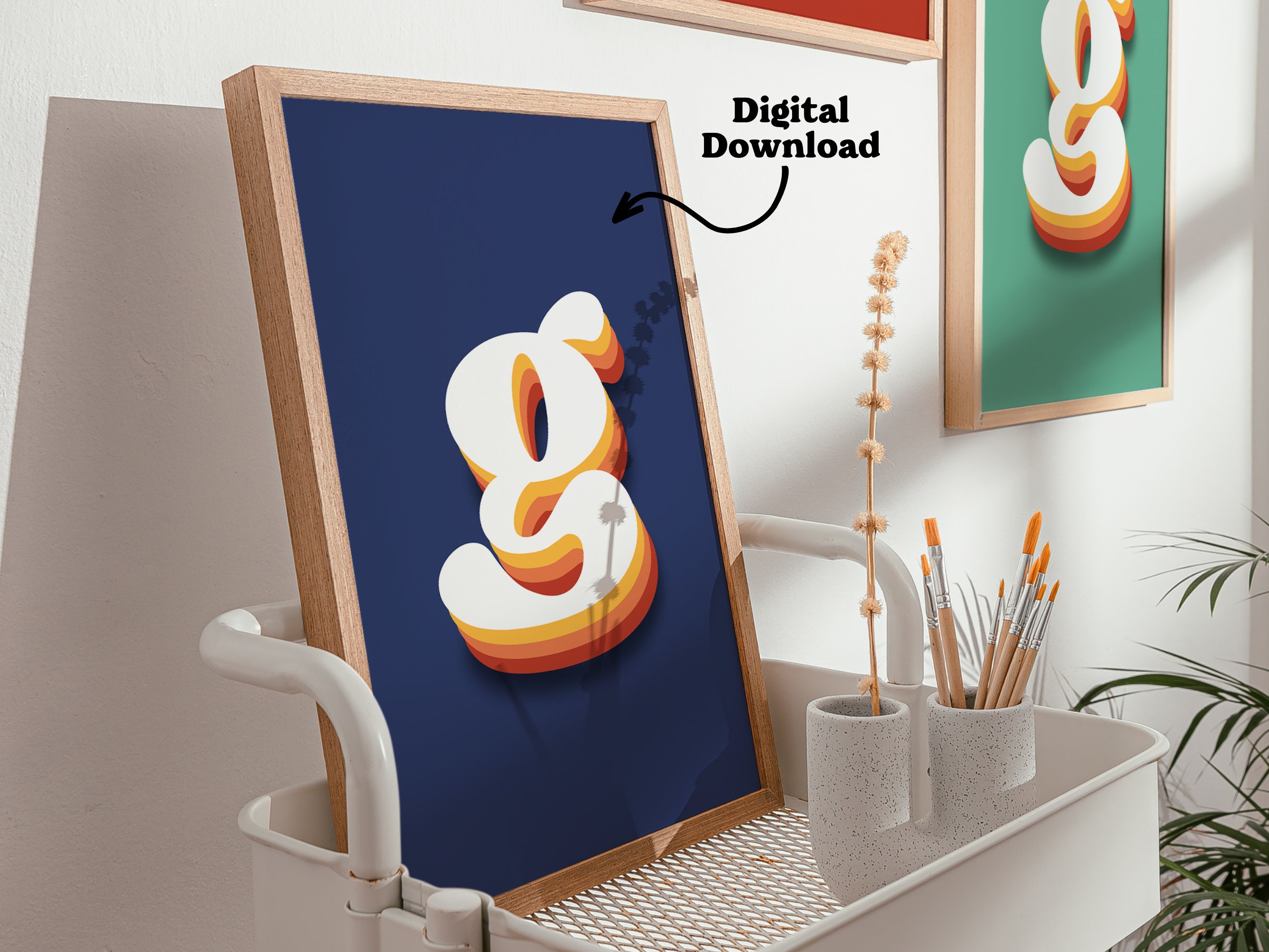 Letter G Wall Decor, Retro Alphabet Poster, Boy Room Printable, Kids ...