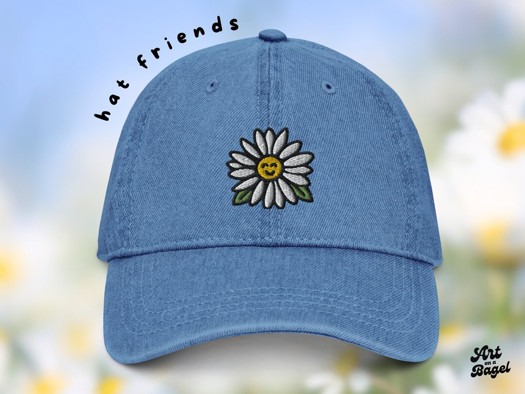 Embroidered Daisy Hat, Cute Baseball Cap, 90s Denim, Retro Daisies ...