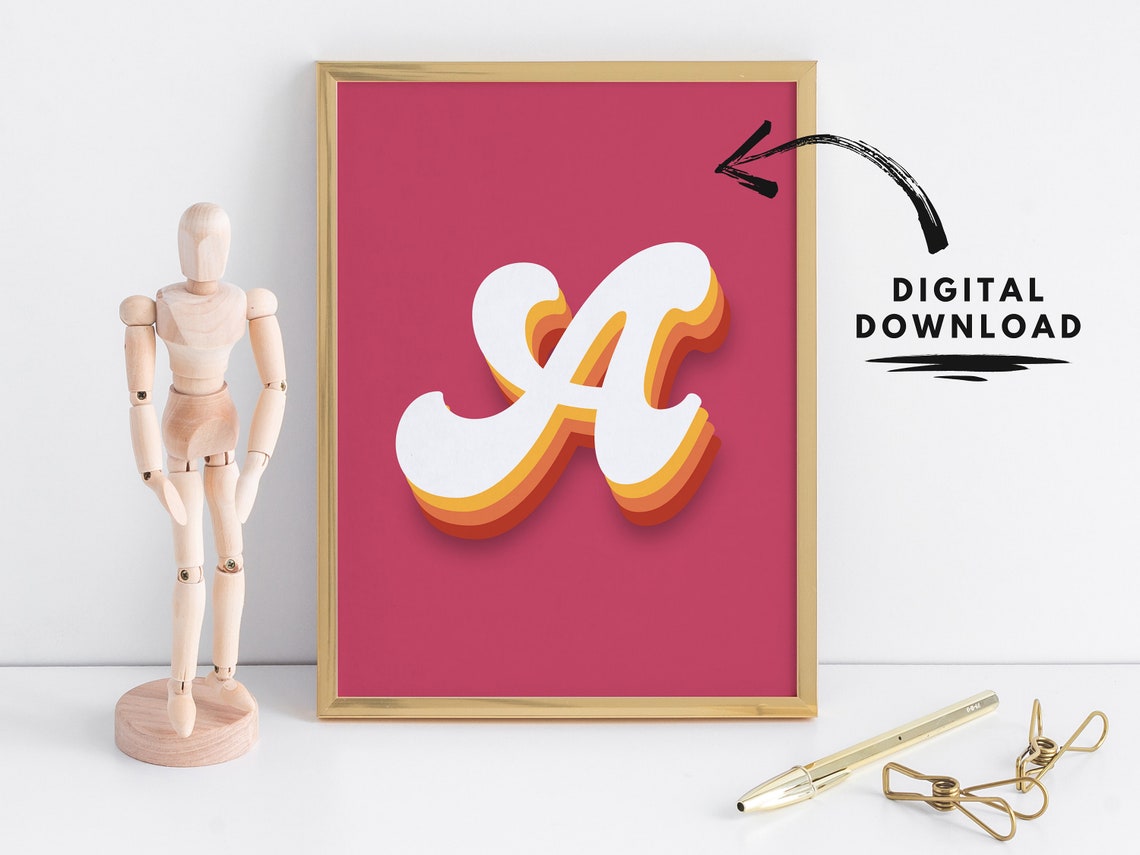 Letter A Wall Art Printable Kids Room Letters Initial Signs | Etsy