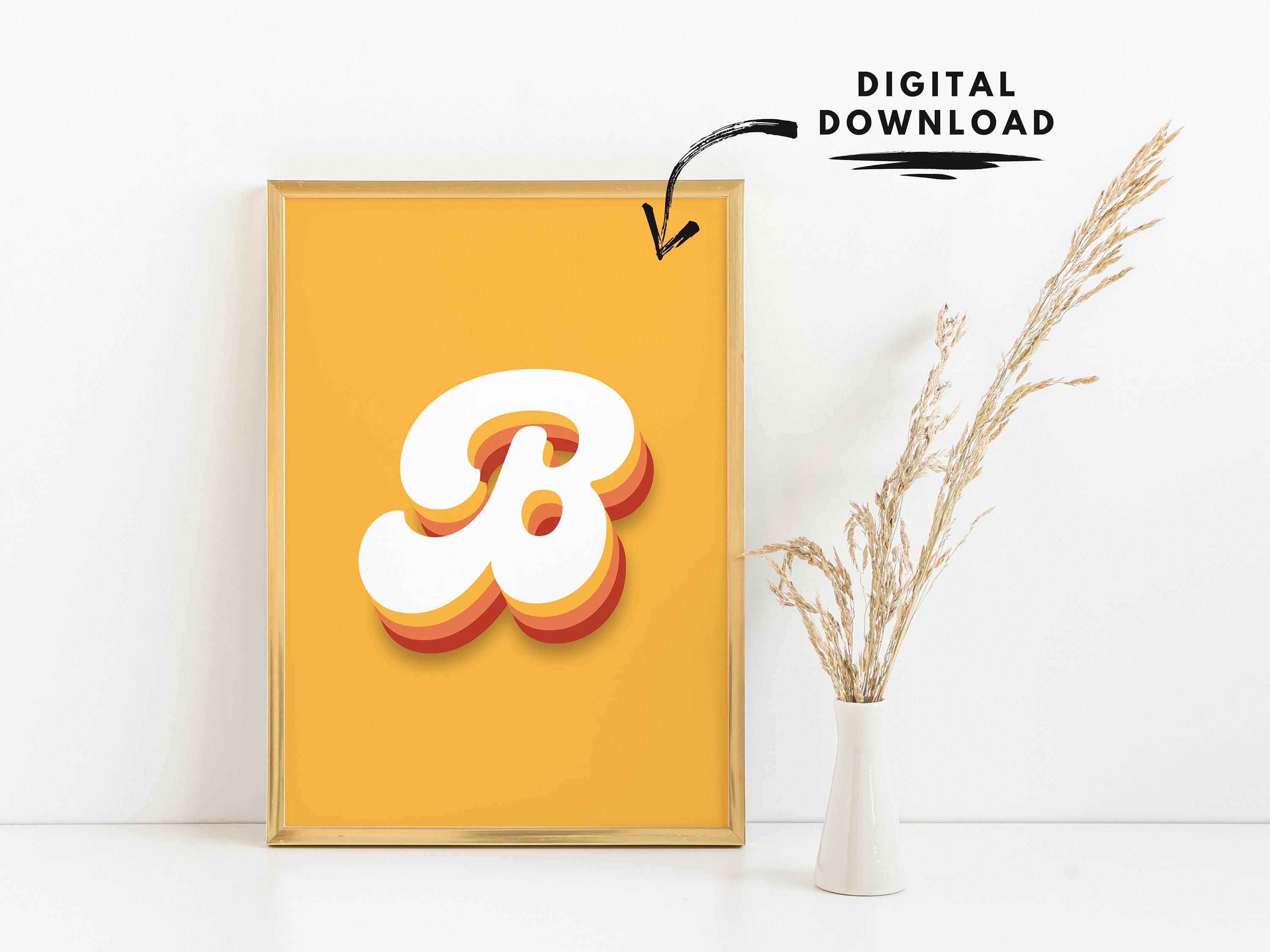 Retro Letter B Print: Kids Nursery Initial Sign (digital Download) - Etsy