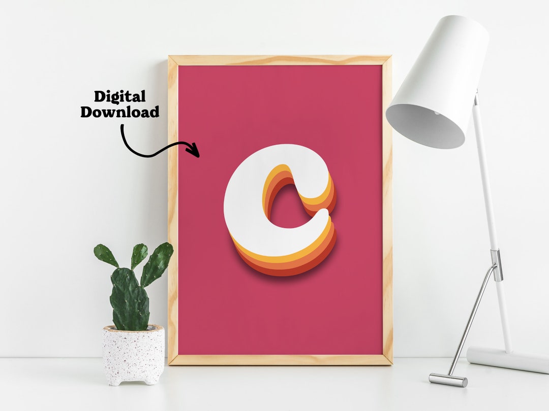 Letter C Wall Art Printable, Kids Room Letters, Initial Signs for ...