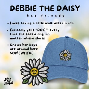 Embroidered Daisy Hat, Cute Baseball Cap, 90s Aesthetic, Retro Daisies ...