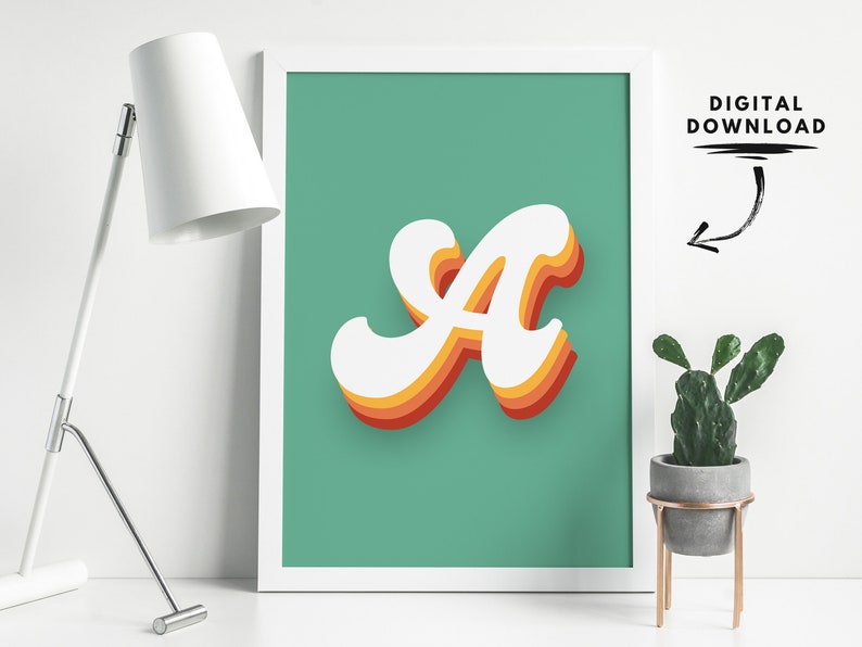 Letter A Wall Art Printable Kids Room Letters Initial Signs - Etsy