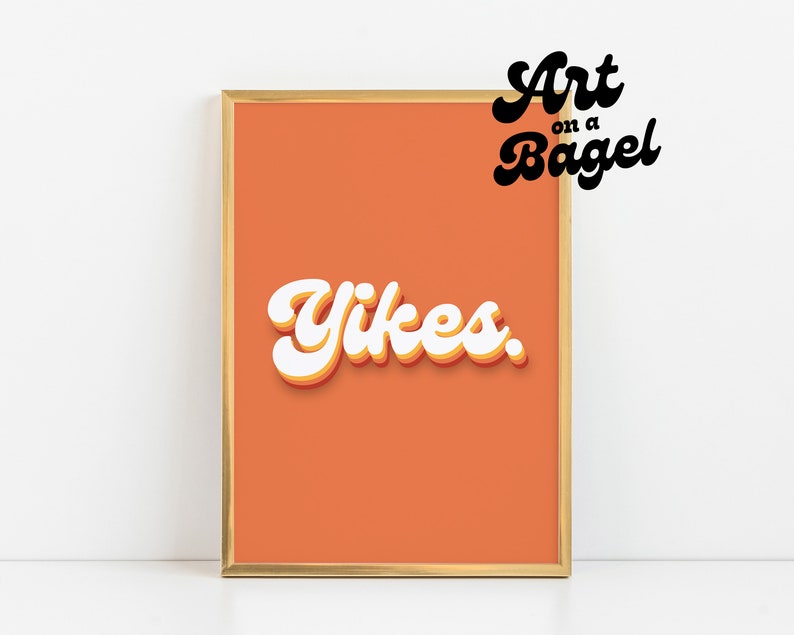 Retro Typography Poster Yikes Digital Download Print Retro - Etsy