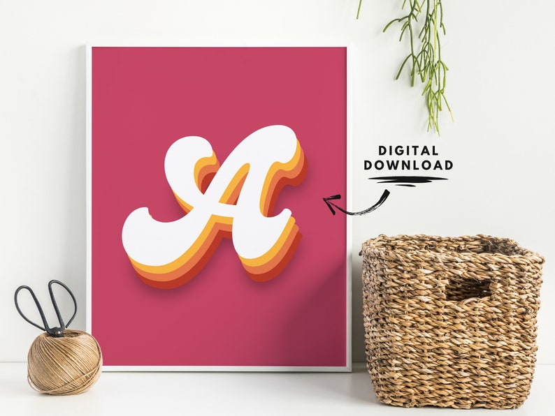 Letter A Wall Art Printable, Kids Room Letters, Initial Signs for ...