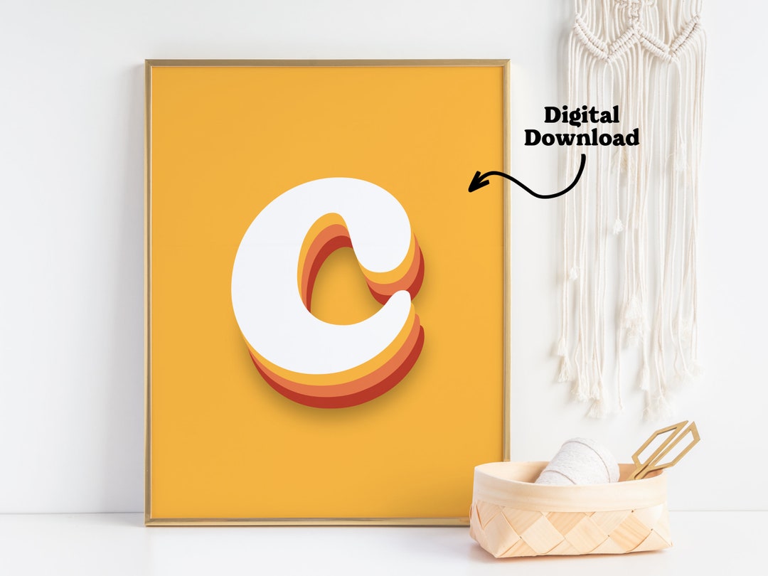 Letter C Wall Art Printable, Kids Room Letters, Initial Signs for ...