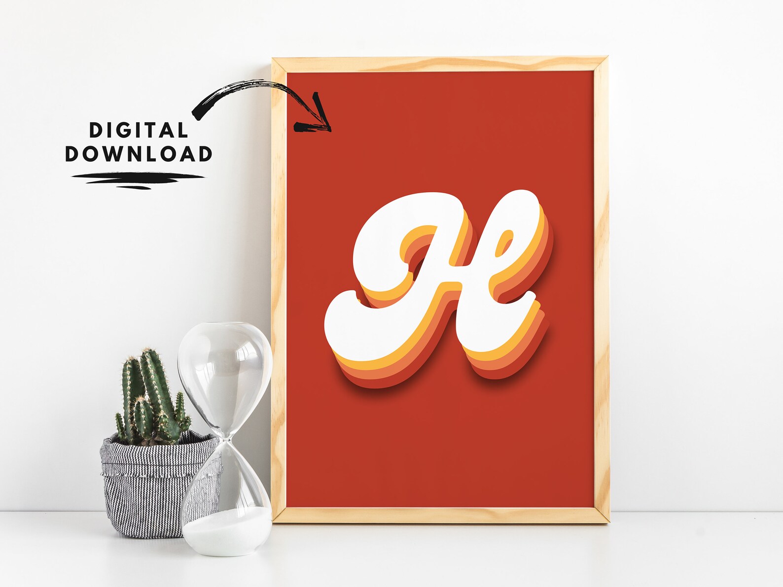 Letter H Wall Art, Boys Room Printable, Kids Room Letters, Initial ...