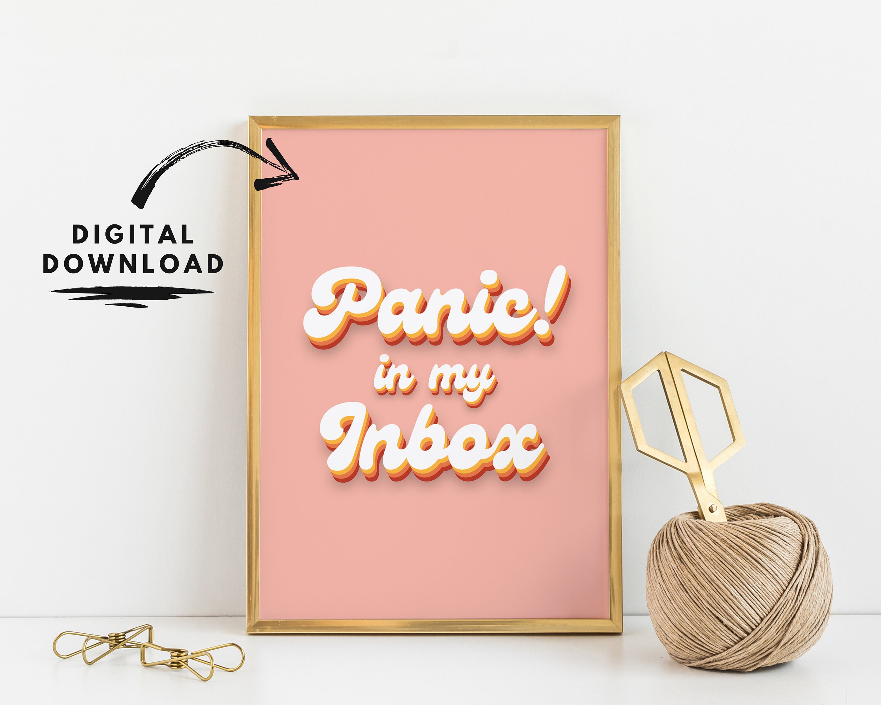 Panic in My Inbox, Retro Office Poster, Work Meme, Typography ...
