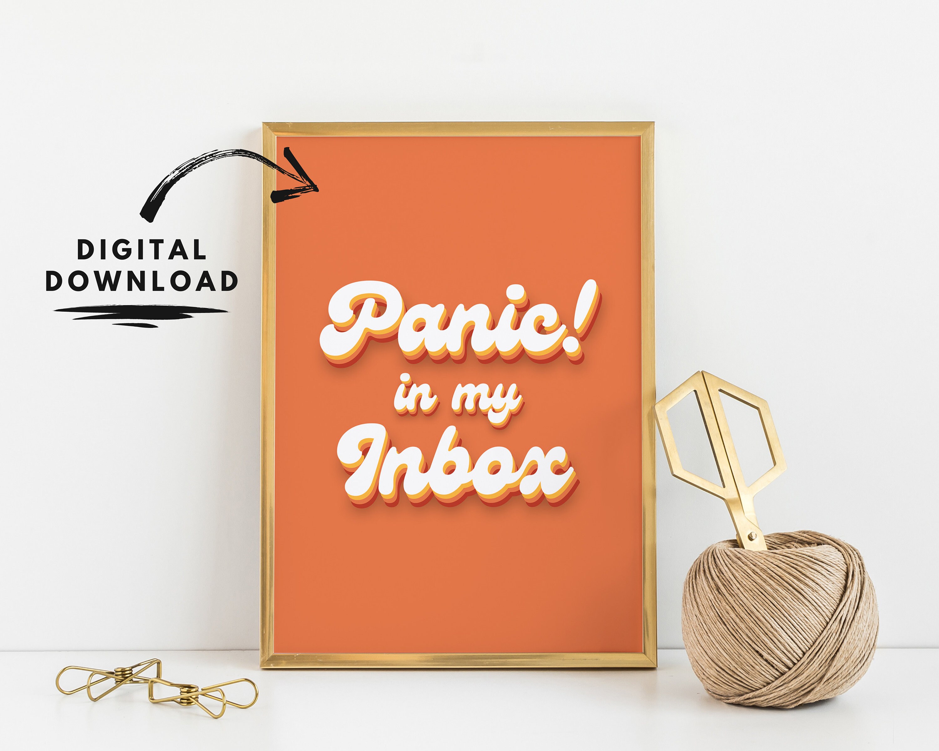 Panic in My Inbox, Retro Office Poster, Work Meme, Typography ...