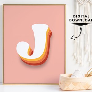 Letter J Wall Art Printable, Kids Room Letters, Initial Signs for ...