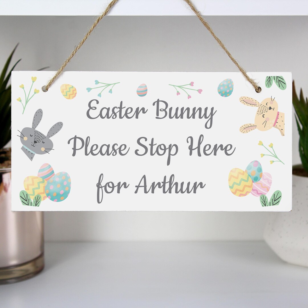 Personalised Easter Bunny Stop Here Sign, Kids Door Decor Gift - Etsy UK