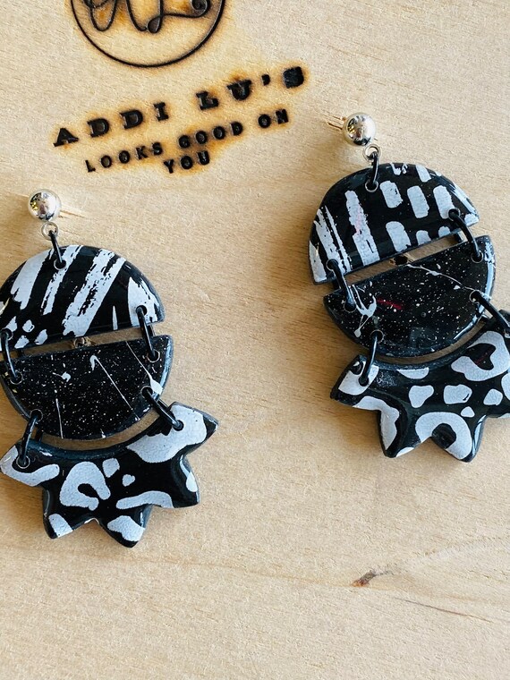 Black and white statement earrings store