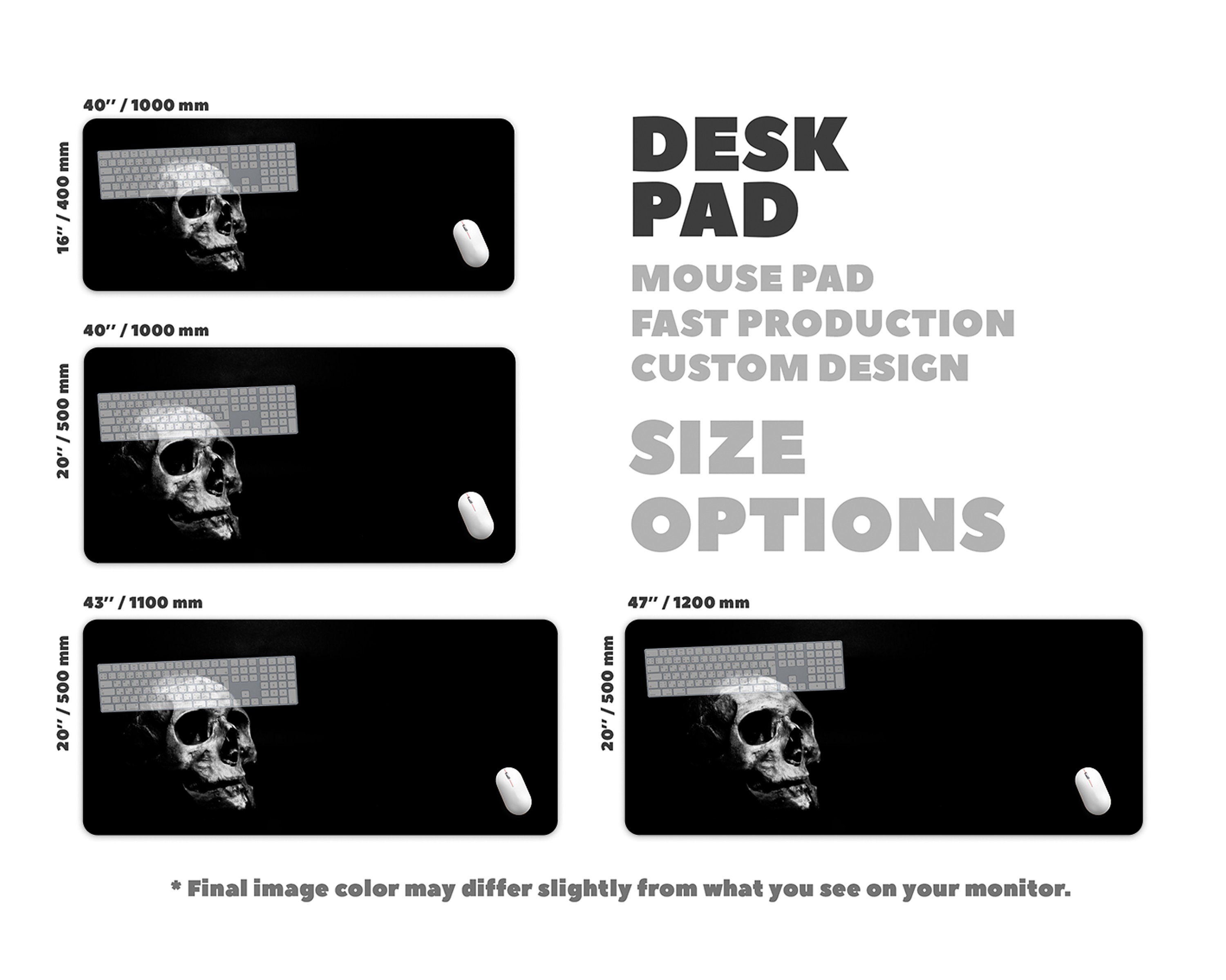 Skull Print Desk Pad Skull Mouse Pads Large Mouse Pad Desk | Etsy