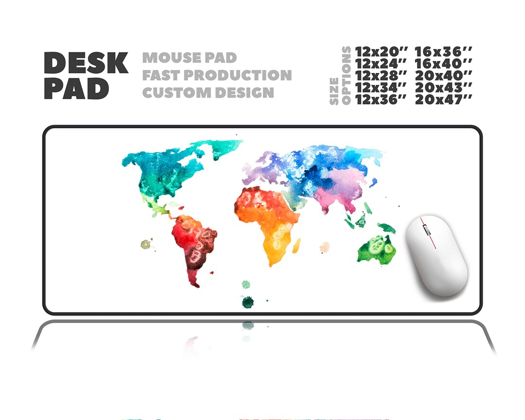 Colorful World Map Desk Mat World Map Desk Pad World Map - Etsy