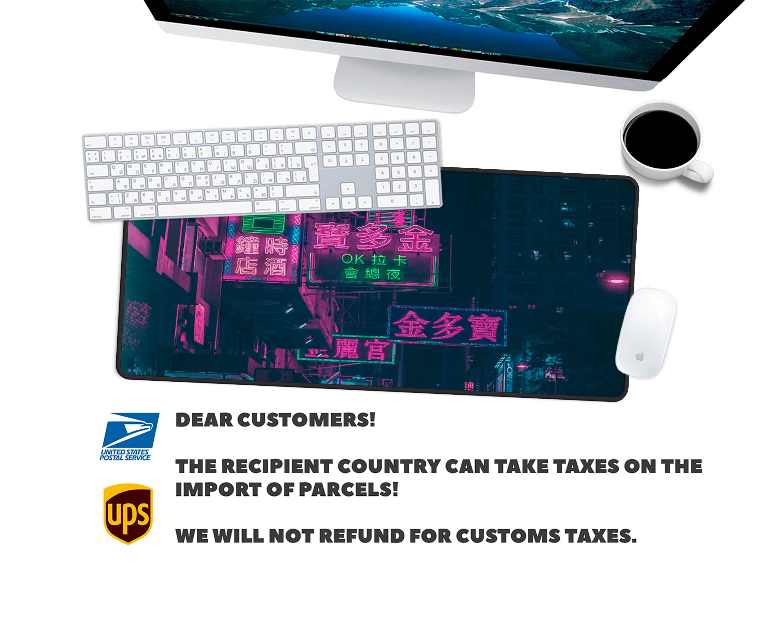 Tokyo Desk Pad Neo Noir Tokyo Mouse Pads Large Mouse Pad | Etsy