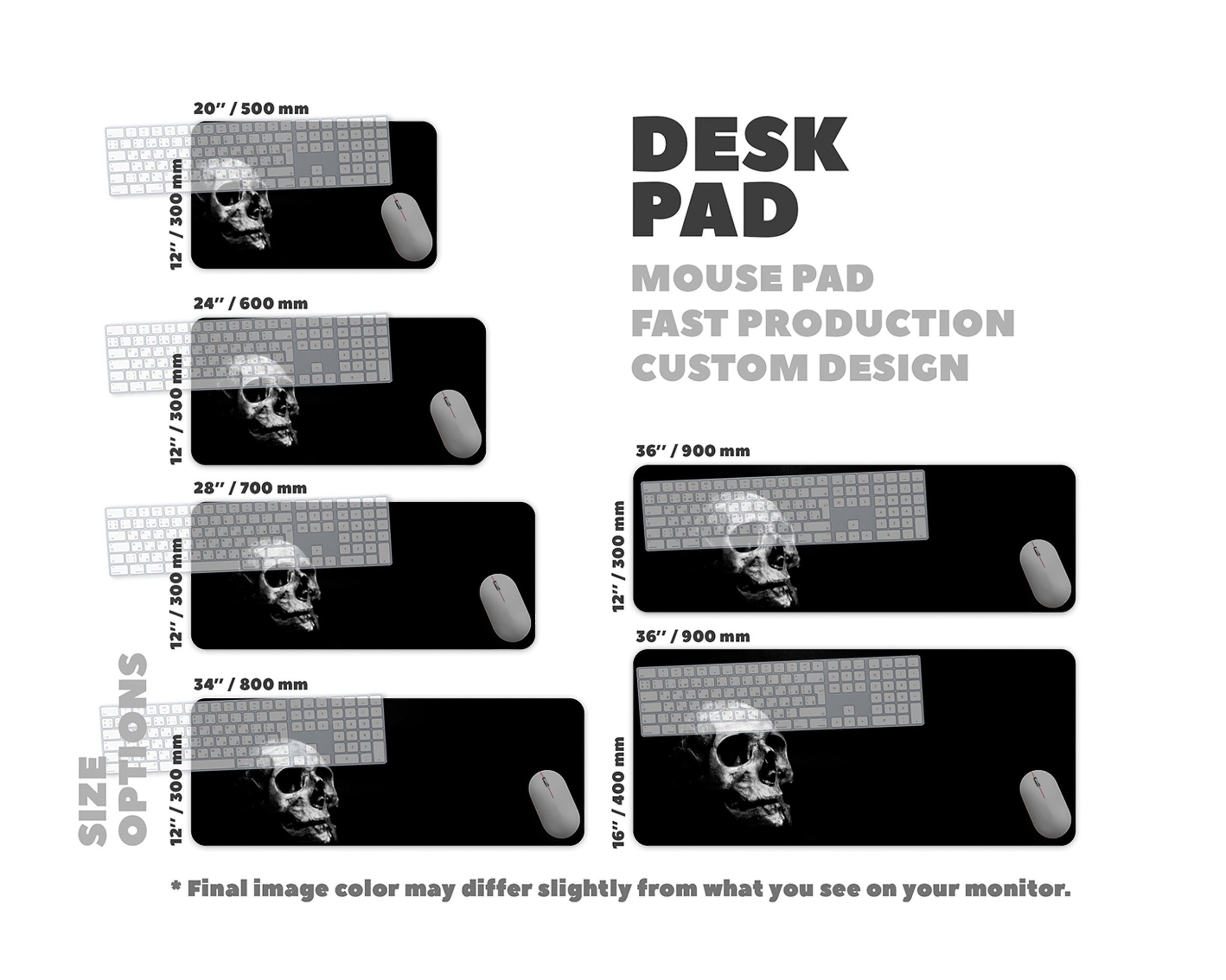 Skull Print Desk Pad Skull Mouse Pads Large Mouse Pad Desk | Etsy