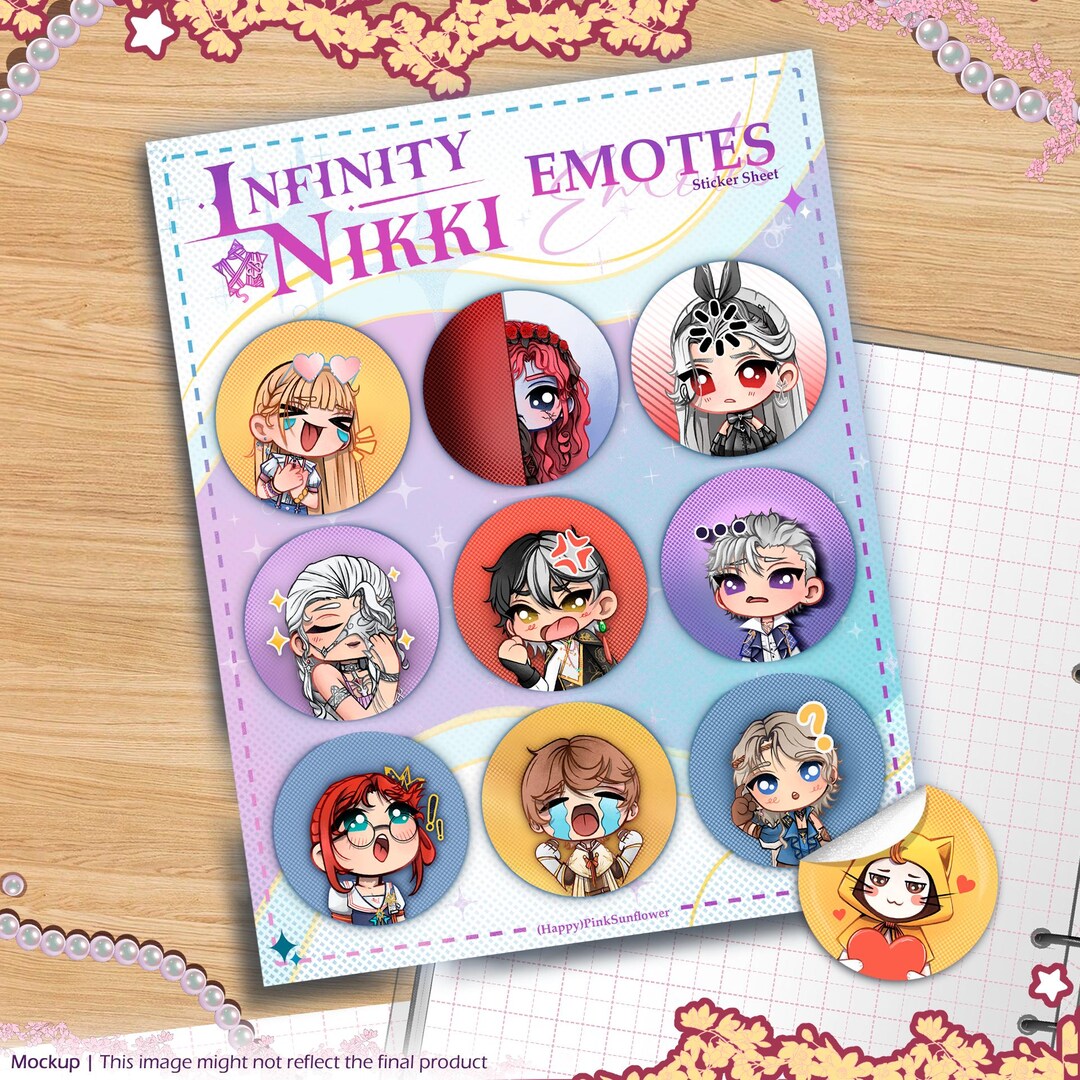 Sticker Sheet | Infinity Nikki Inspired | Pink Dress up Game | Emotes ...