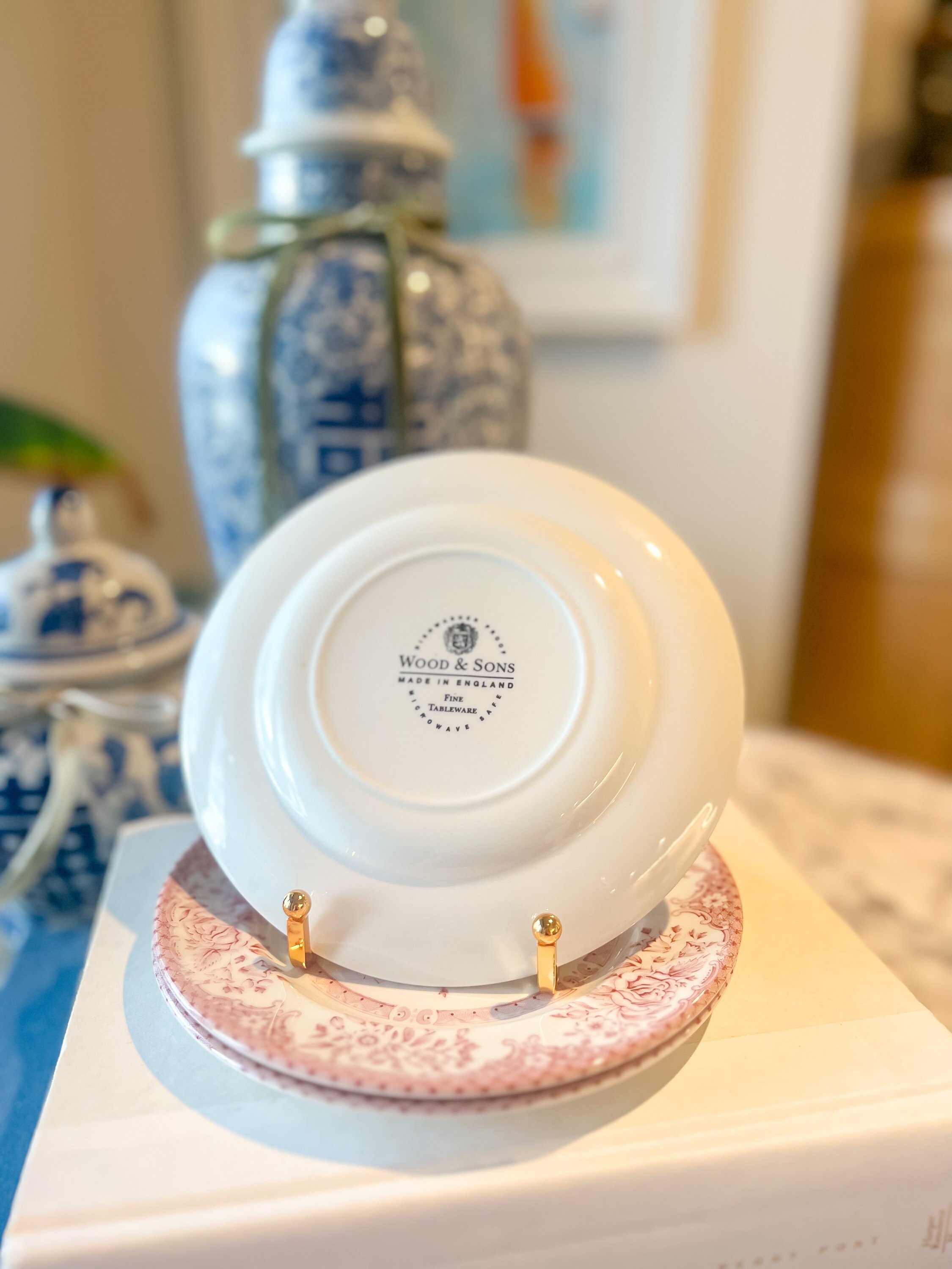 Vintage Wood & Sons Red Toile Dishes Made in England Set of 3 Grand ...