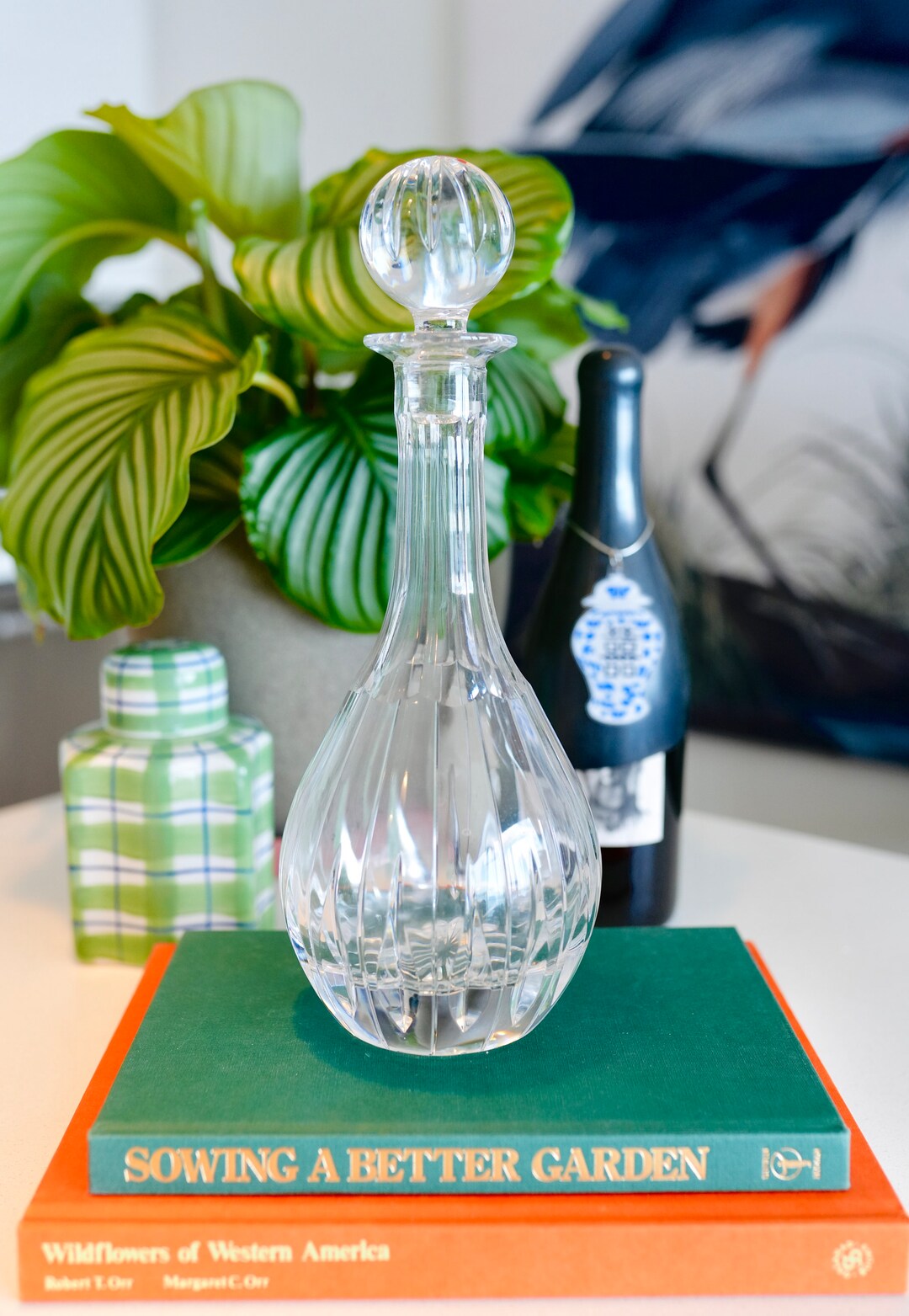 Vintage Block Crystal Glass Decanter - Etsy