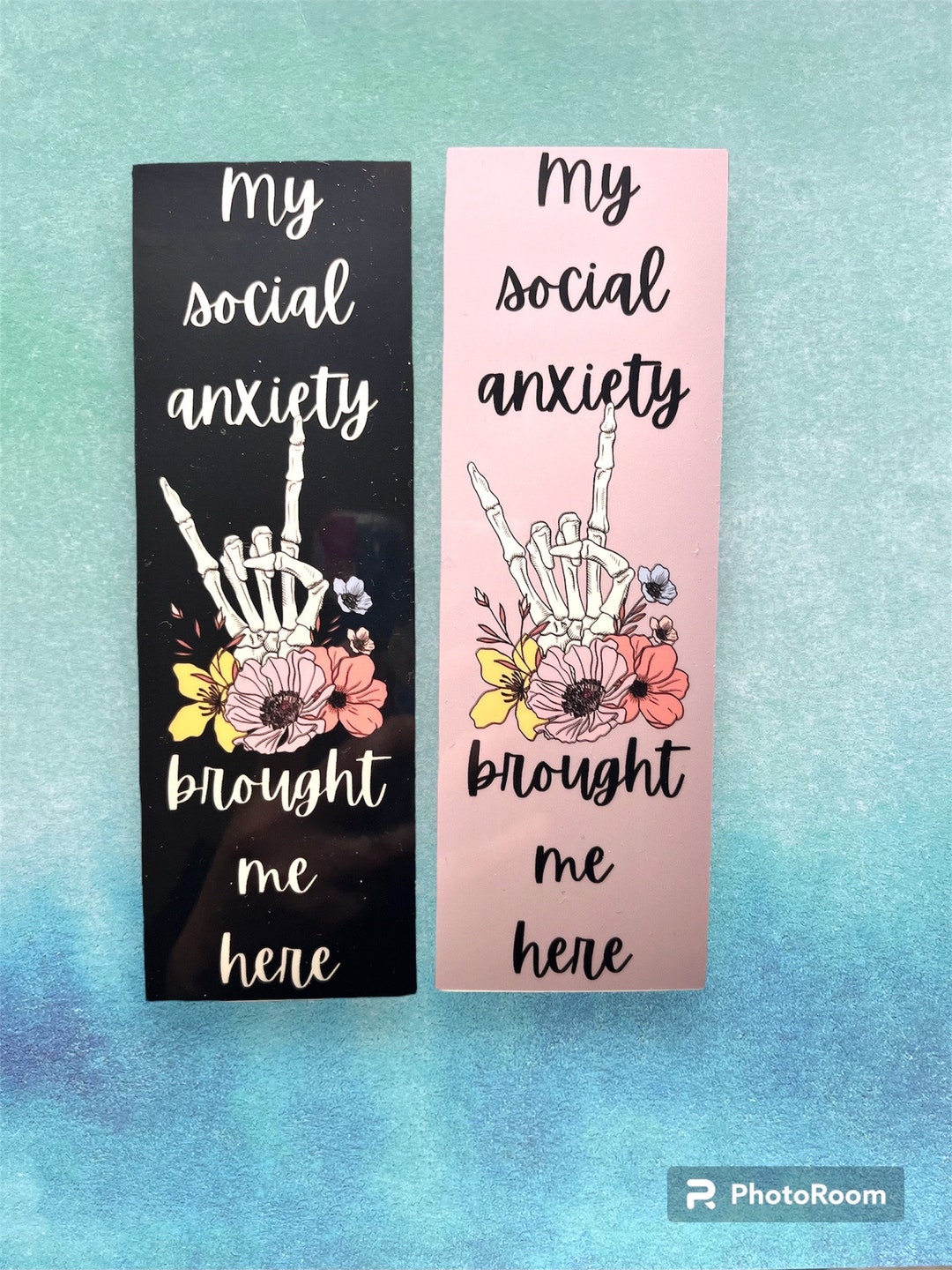 Social Anxiety Bookmark, Skeleton Bookmark, Her, Pastel Goth Bookmark ...