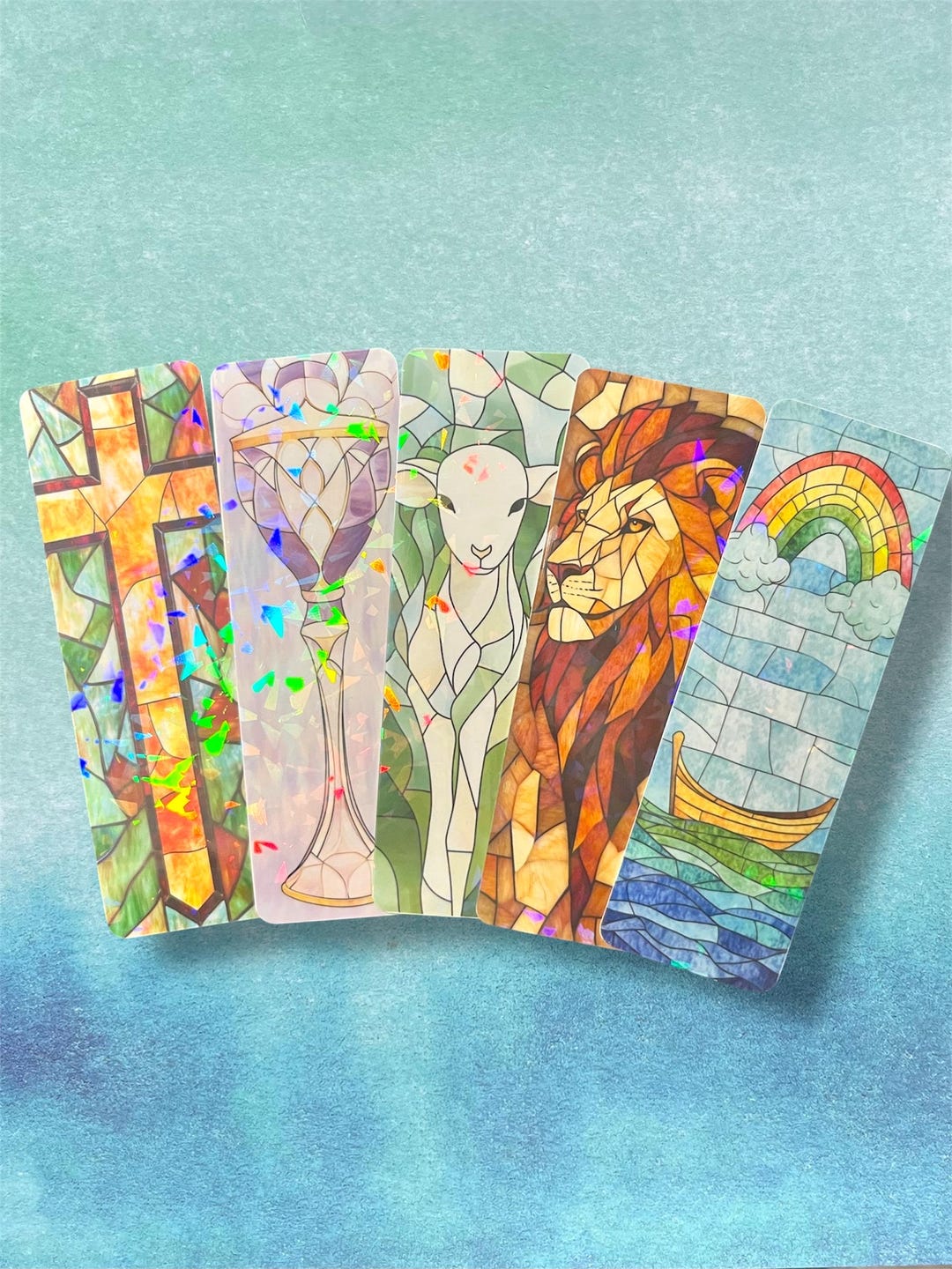 Stained Glass Christian Bookmarks, Holographic Bible Bookmarks - Etsy