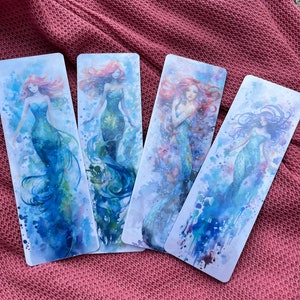 Watercolor Mermaid Bookmark | Laminated With Shattered Glass Pattern ...