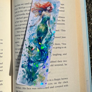 Watercolor Mermaid Bookmark | Laminated With Shattered Glass Pattern ...