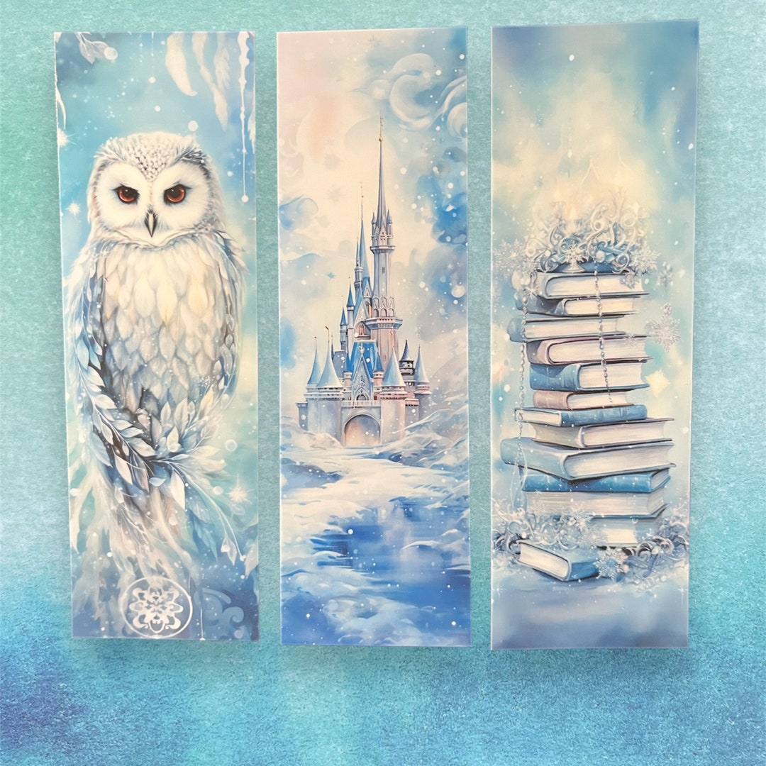 Laminated Blue Winter Wonderland Bookmark Set, Fantasy Bookmark Set ...