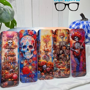 Dia De Los Muertos Bookmarks, Sugar Skull, Bookmarks, Laminated ...
