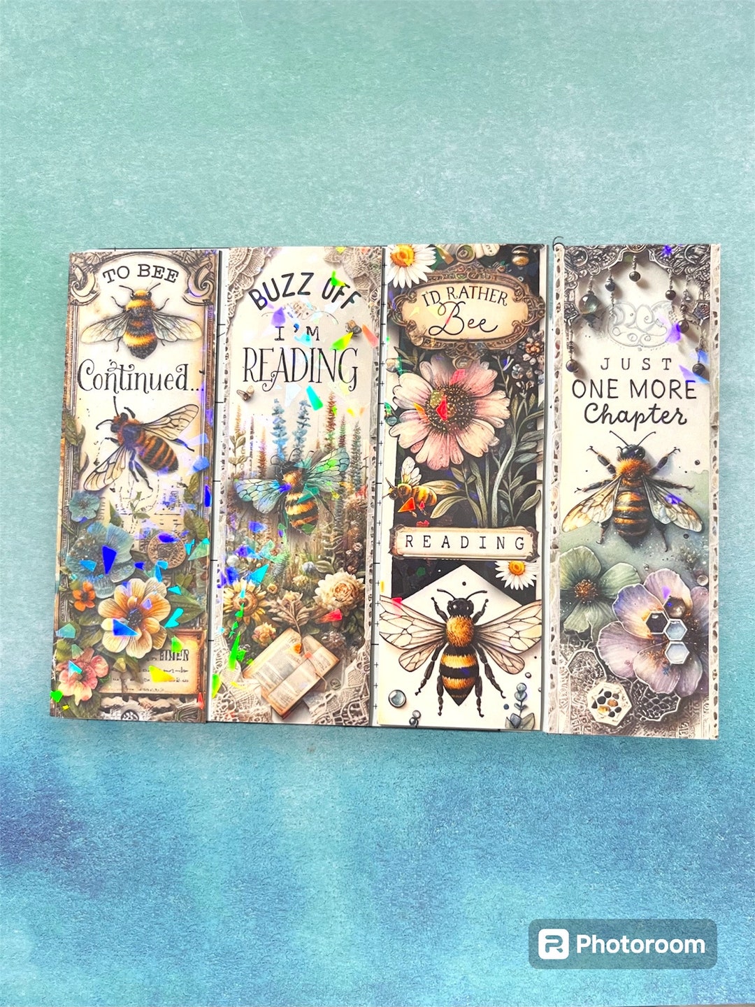 Bee Lover Bookmark Set: Iridescent Laminated Handmade Bookmarks - Etsy